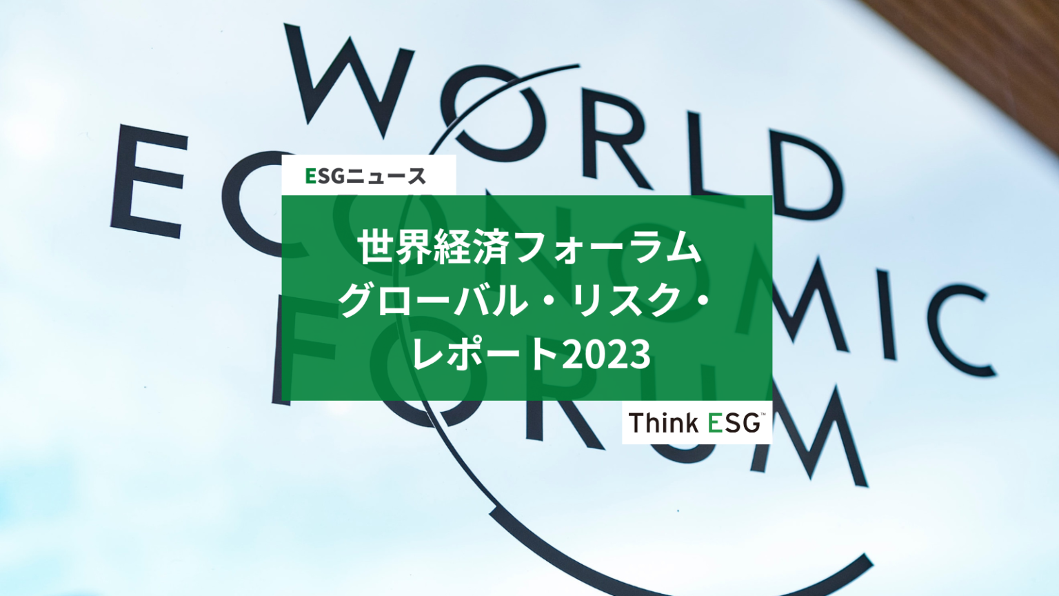 世界経済フォーラム「グローバル・リスク・レポート2023」 | ThinkESG
